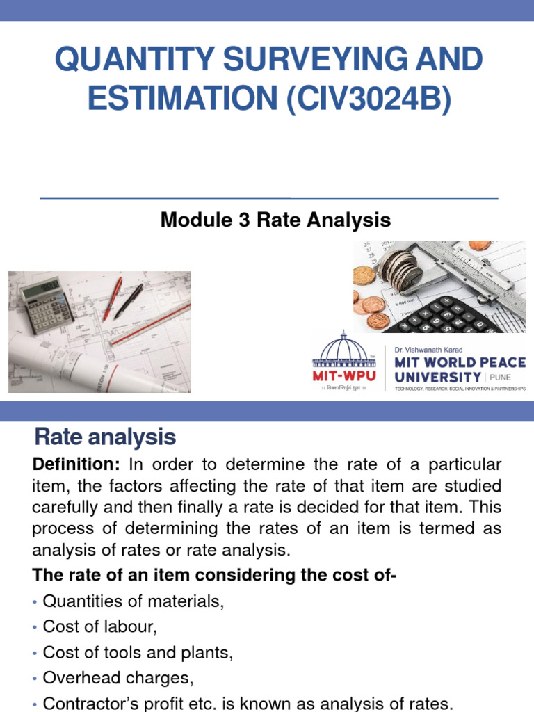 Module 3A - Rate Analysis | PDF | Concrete | Construction Aggregate