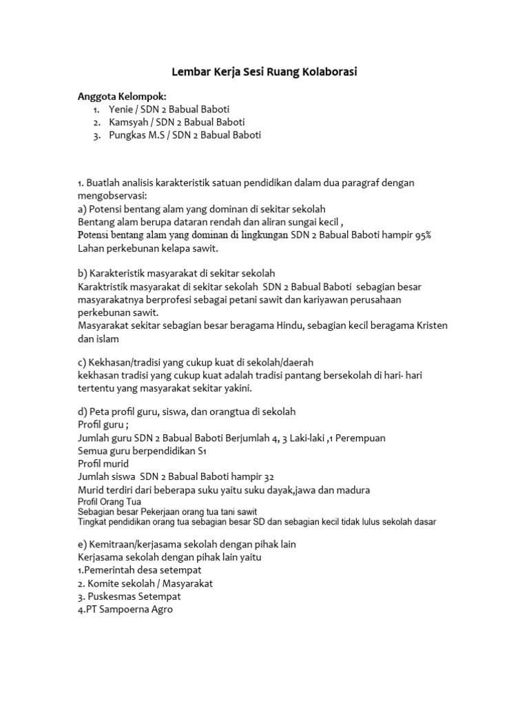 Lembar Kerja Sesi Ruang Kolaborasi | PDF