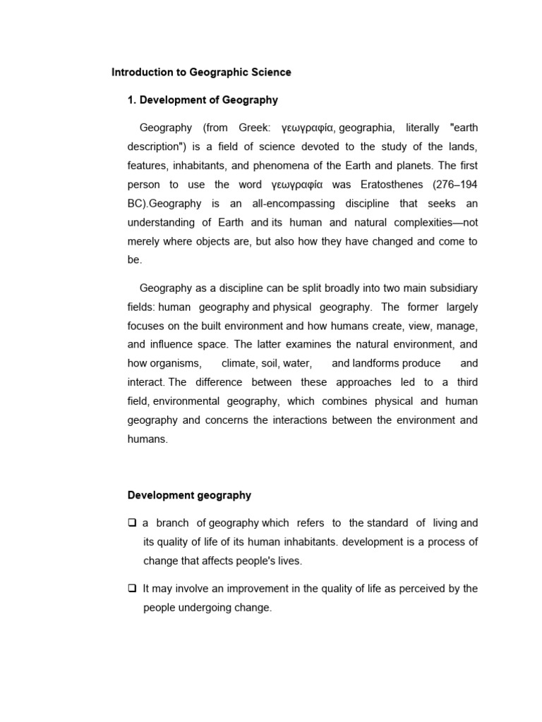 Introduction To Geographic Science | PDF | Geography | Earth Sciences