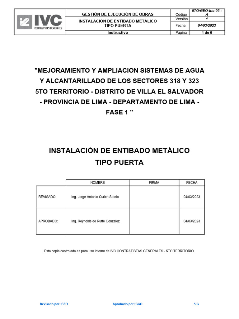 Instalación de Entibado Metálico en Obras | PDF