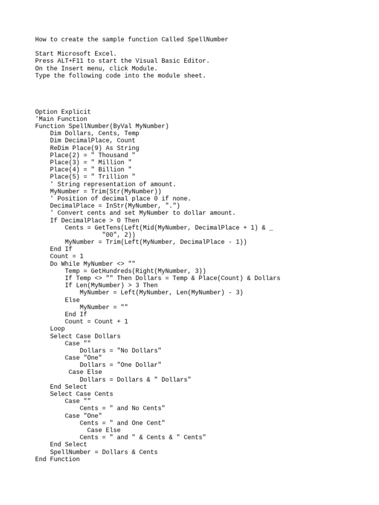 Excel Amount To Words | PDF | Computer Programming | Computing