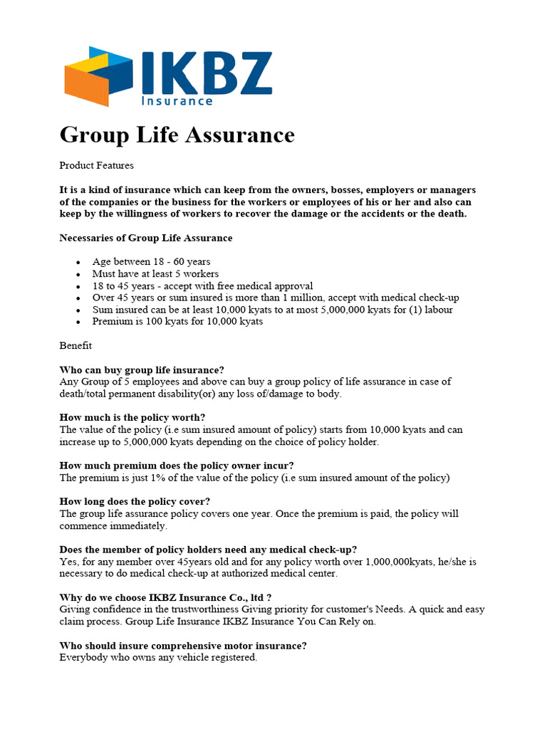 Group Life Assurance in Myanmar | PDF | Life Insurance | Insurance