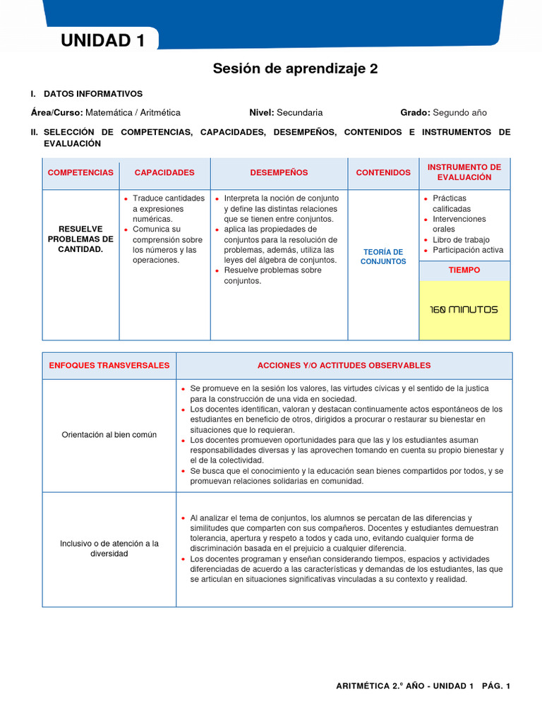 Sesión de aprendizaje 2 | PDF