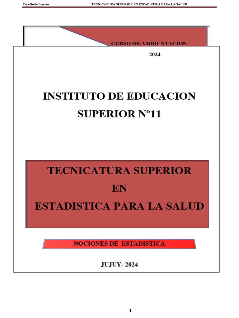 ESTADISITCA DE SALUD - Cartilla de Ingreso 2024 | PDF | Estadísticas | Muestreo (Estadísticas)