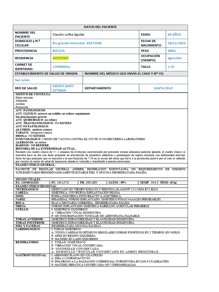DATOS DEL PACIENTE Exposicion Expandida | PDF | Medicina | Enfermedades ...