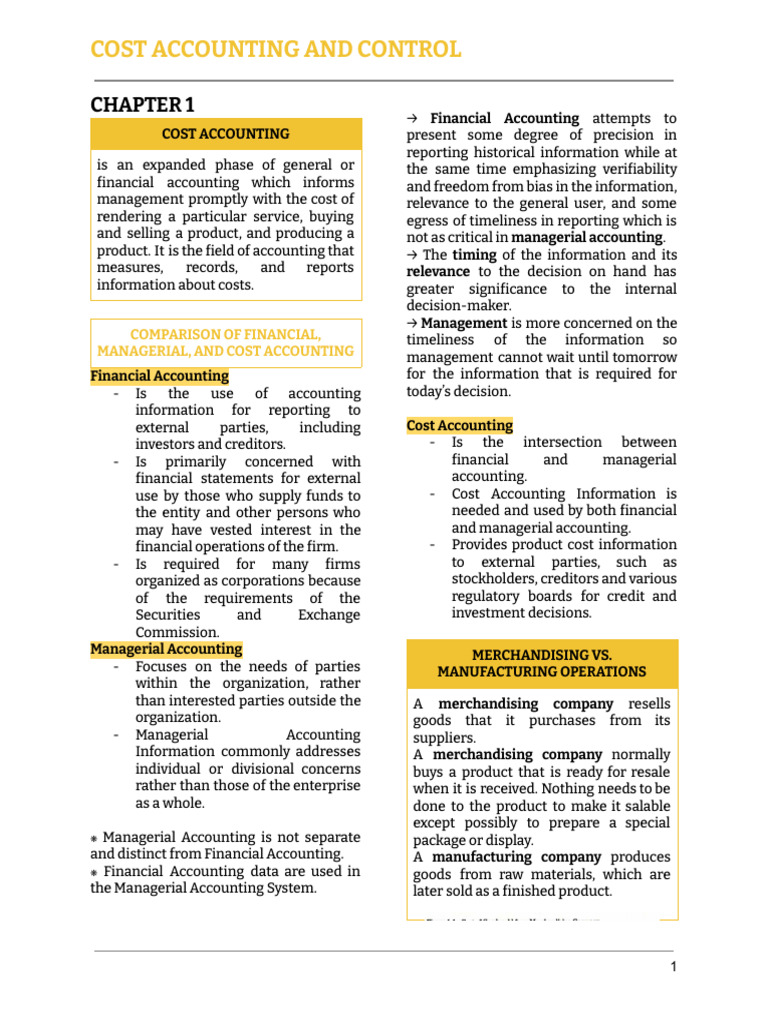 »CostCon - Chapter 1« | PDF | Accounting | Financial Accounting