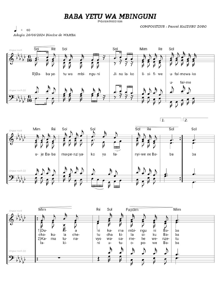 Baba Yetu Wa Mbinguni ZORO | PDF