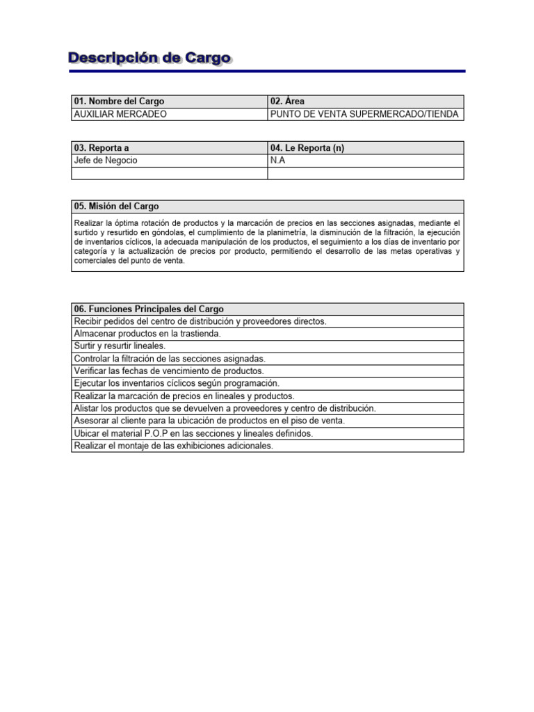 Descripción de Cargo1 | PDF | Business