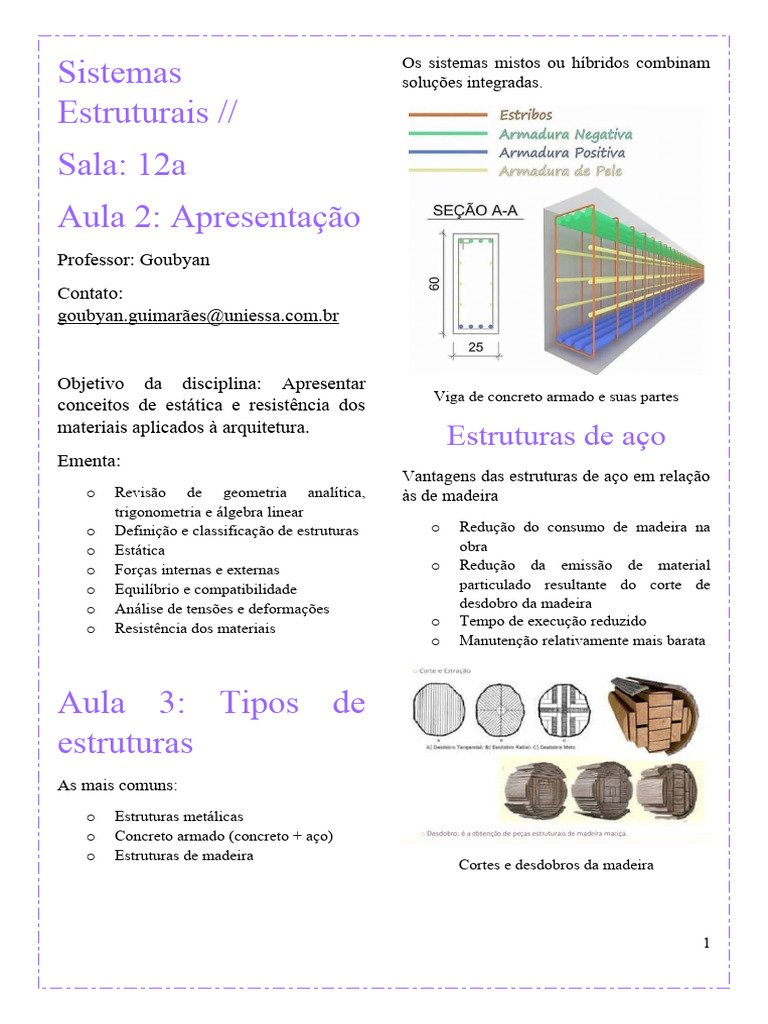 Resumo Sistemas Estruturais I | PDF | Estresse (Mecânica) | Mecânica