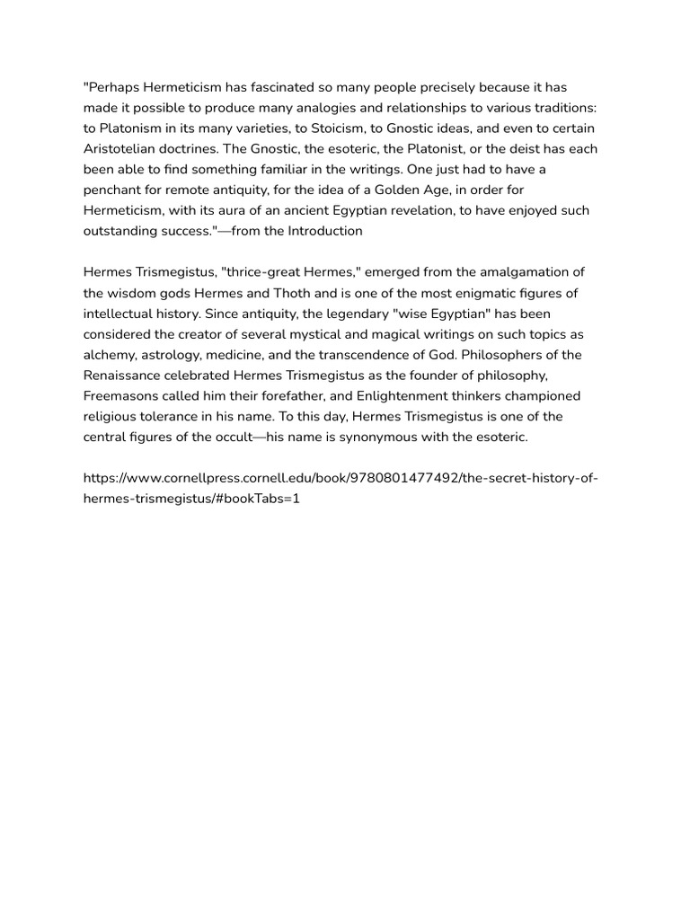 The Enigma of Hermes Trismegistus | PDF