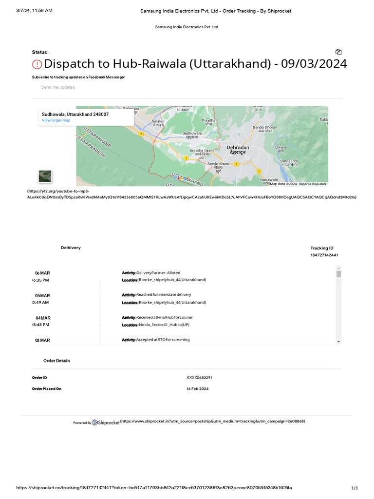 Samsung India Electronics Pvt. LTD - Order Tracking - by Shiprocket 2 ...