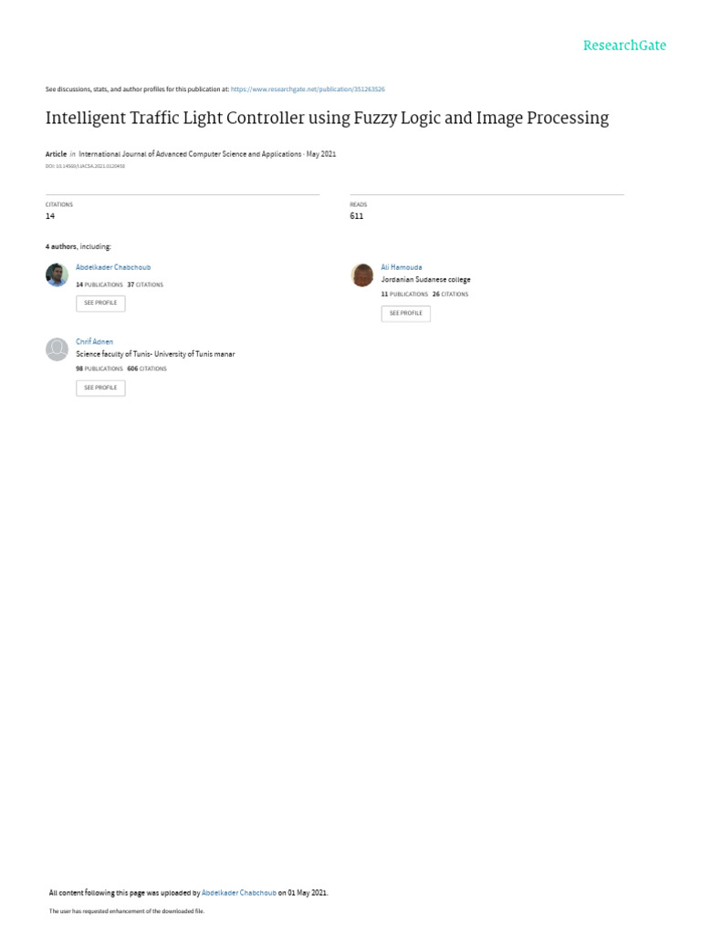 Paper 50-Intelligent Traffic Light Controller Using Fuzzy Logic | PDF | Traffic | Traffic Light
