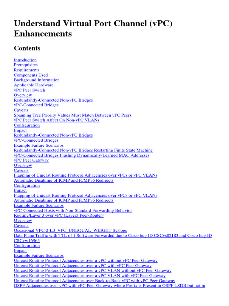 Virtual Port Channel Enhancements Guide | PDF | Network Switch | Internet