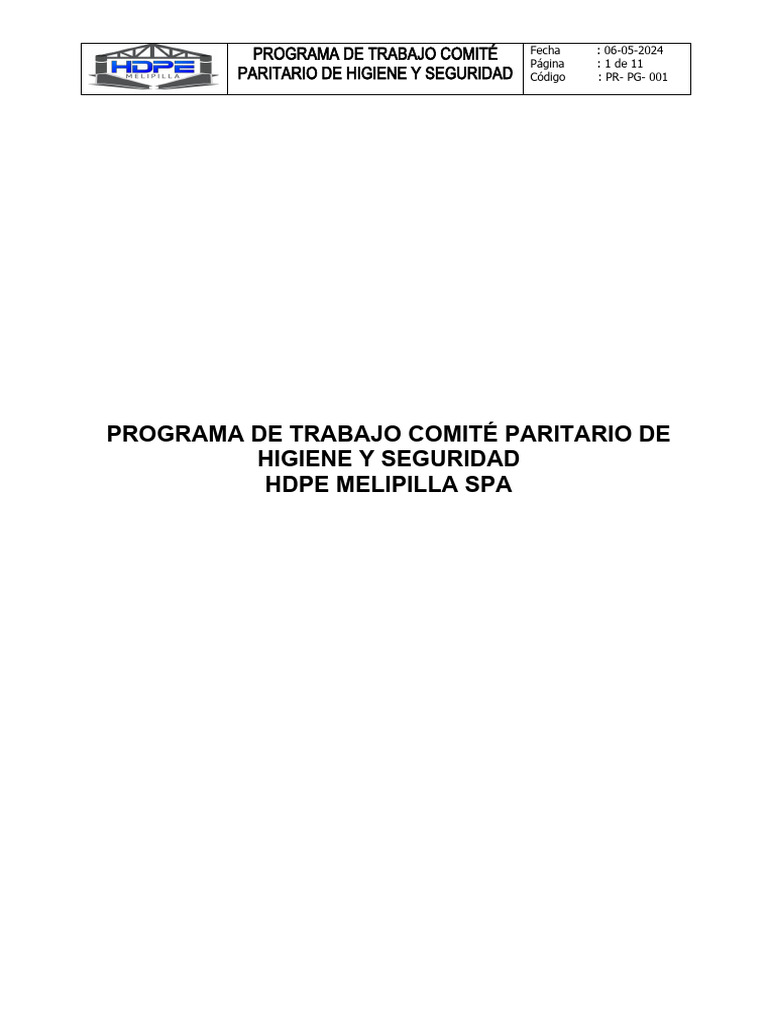 Programa de Trabajo Comite Paritario PR-PG-001ok | PDF | Business | Higiene
