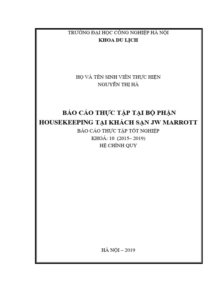 bctt04 Báo cáo thực tập tại khách sạn JW Marriott | PDF
