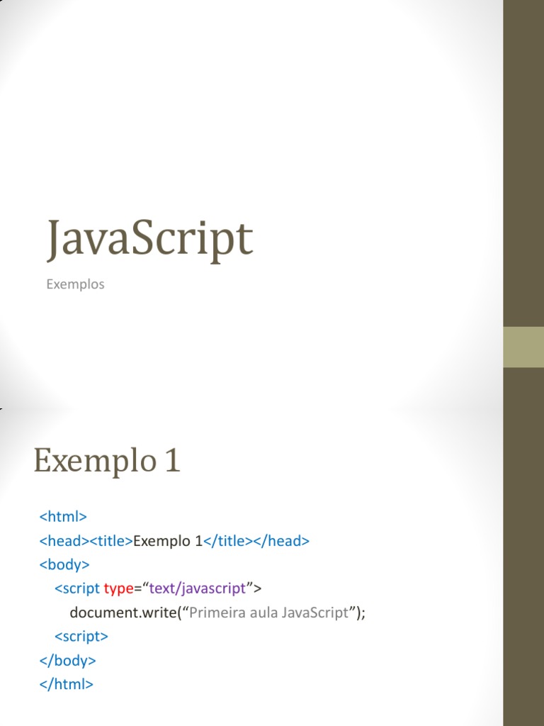 Exemplos Javascript Script Java Servidor Computação
