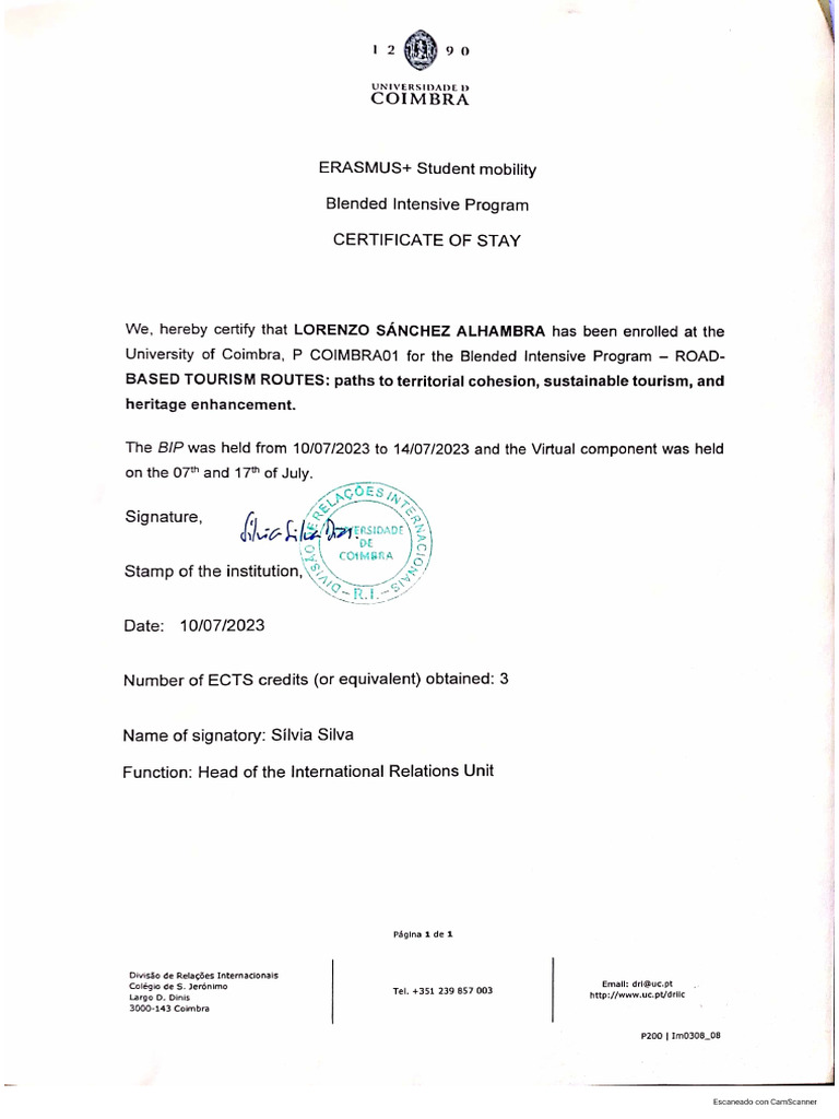 Certificate_Stay_Lorenzo_Sanchez | PDF
