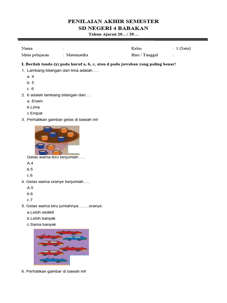 Pas MTK Kelas 1 | PDF