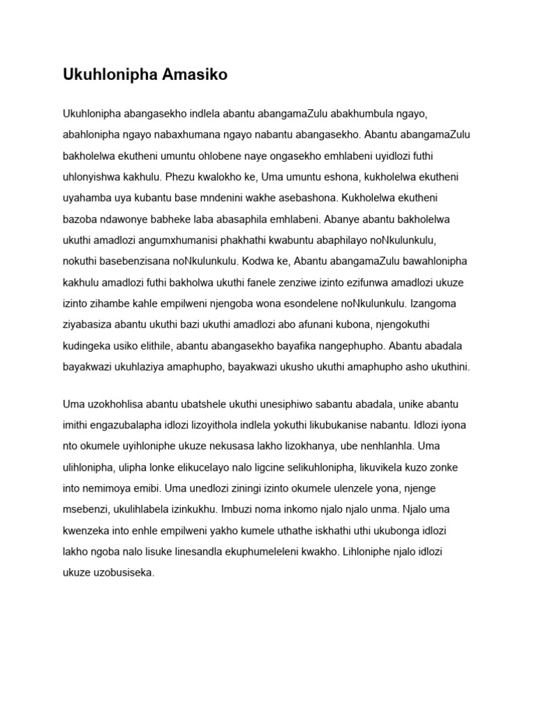 Ukuhlonipha Amasiko Abantu Abamnyama | PDF
