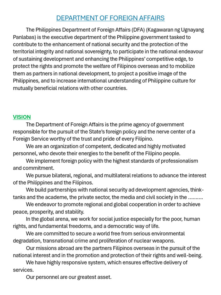 Department of Foreign Affairs | PDF | Philippines | International Relations