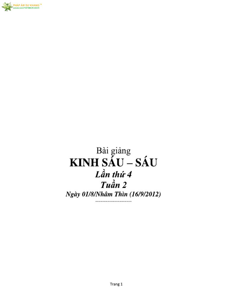 Kinh Sáu Sáu Lần 4 tuần 2 | PDF