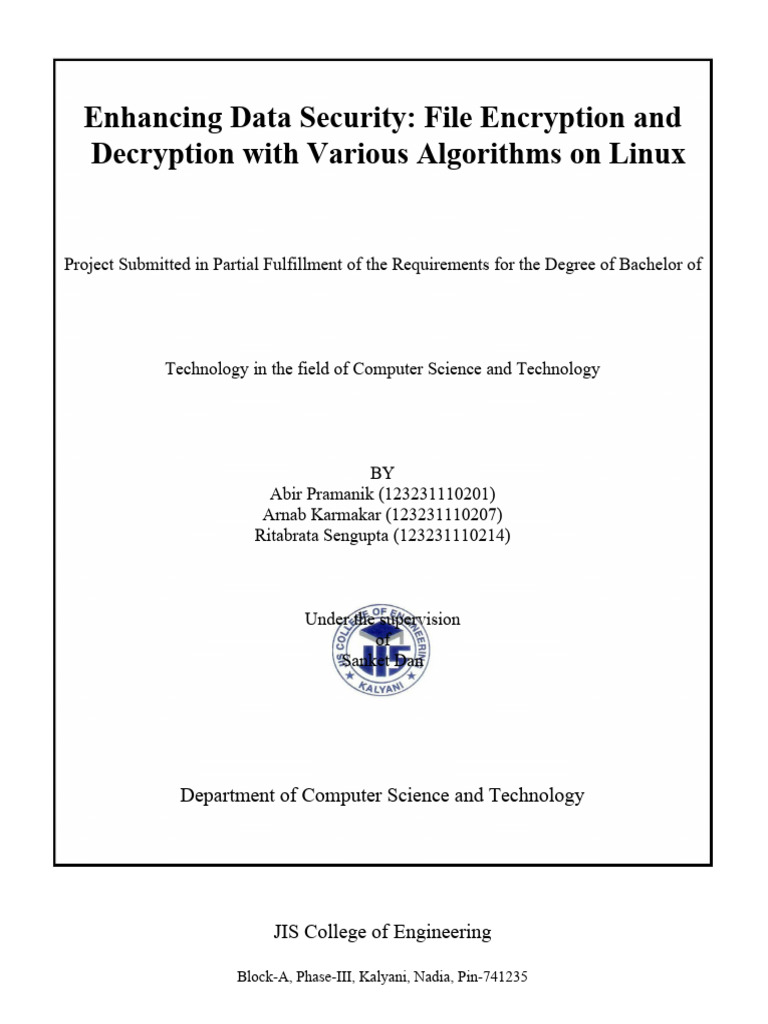 PROJECT Report FORMAT - B.Tech 2nd Yr 2024 4th Sem | PDF | Encryption | Cryptography