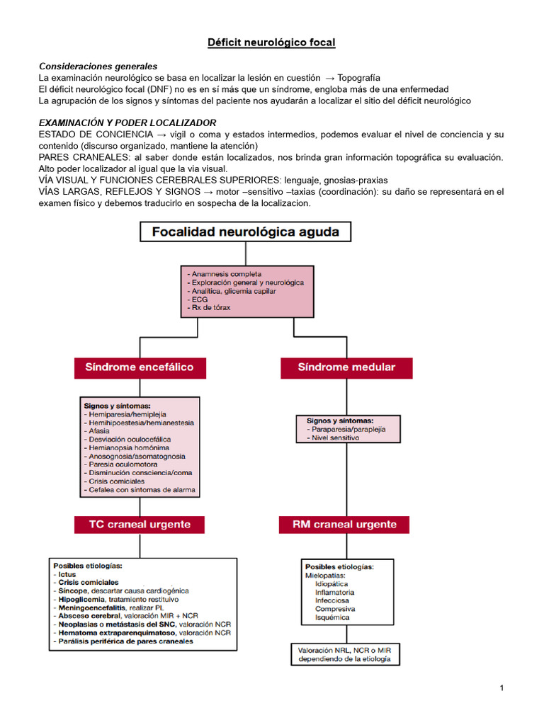 Déficit Neurológico Focal y ACV | PDF | Carrera | Neurología