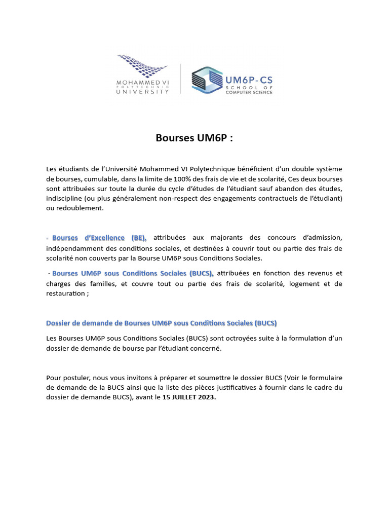 Bourses UM6P | PDF | Sciences sociales