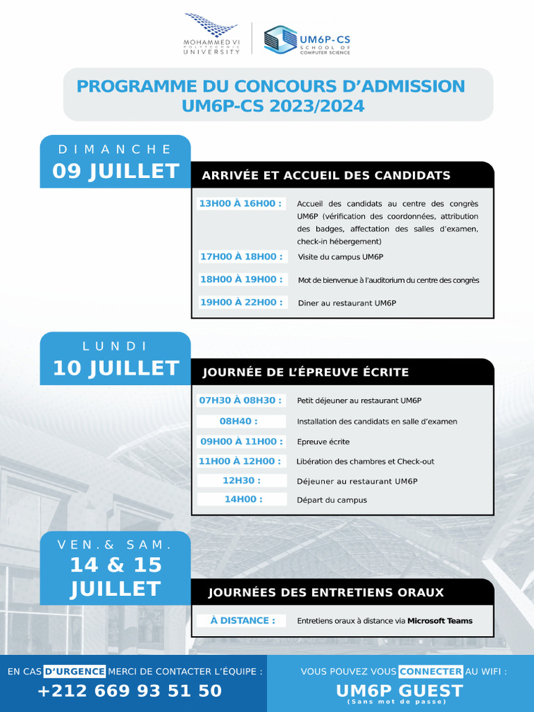 Programme Du Concours D'admission UM6P-CS 2023 | PDF