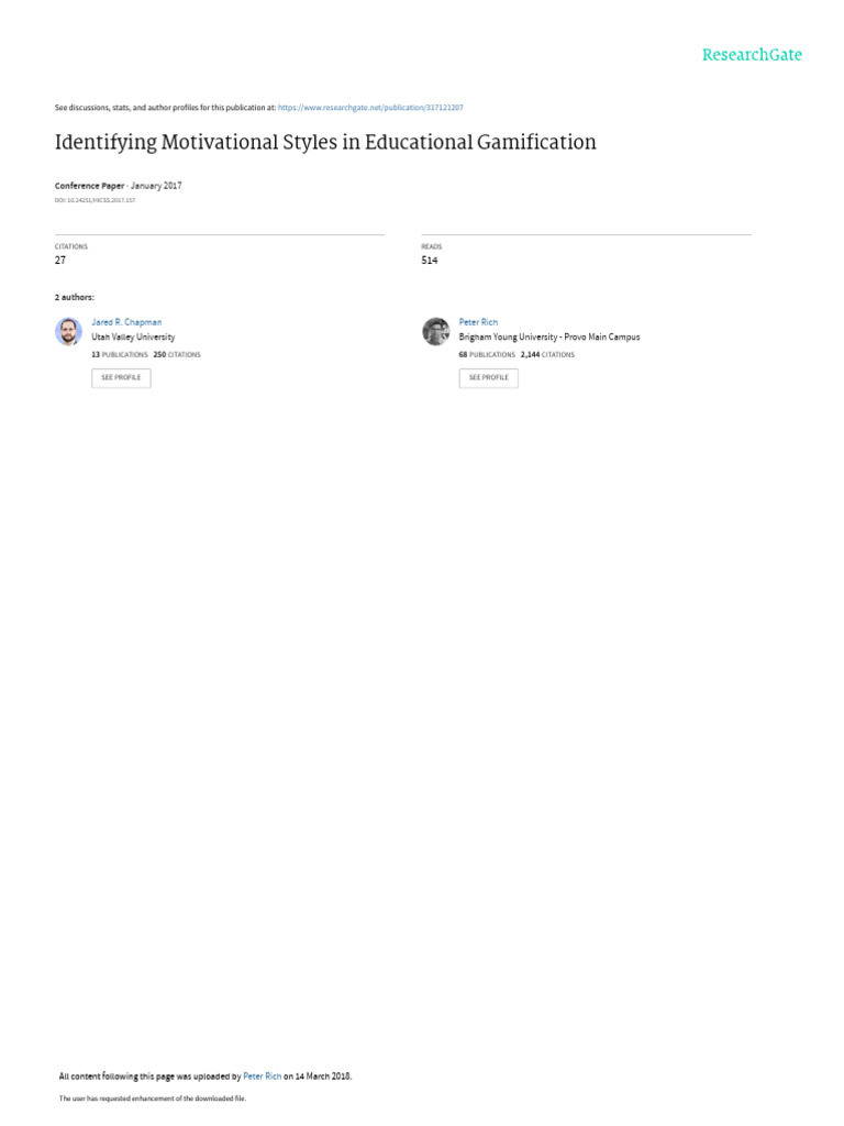 Identifying Motivational Styles in Educational Gam | PDF | Motivation ...