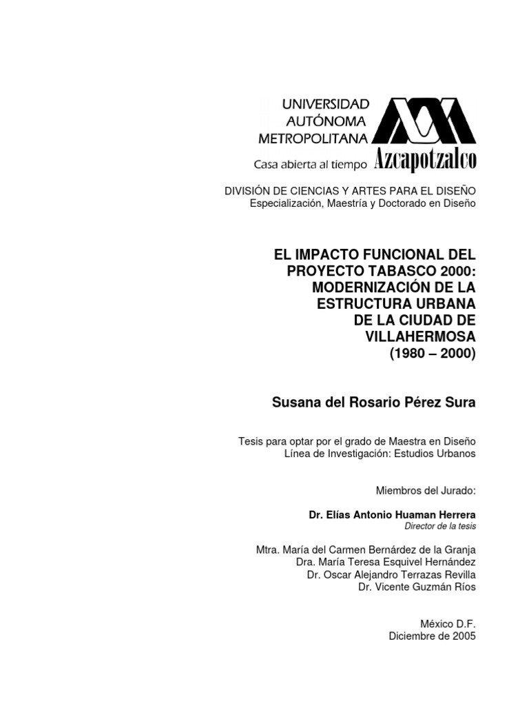 El Impacto Funcional Del Proyecto Tabasco 2000 2005-12-05 Perez Sura Susana Del Rosario | PDF ...