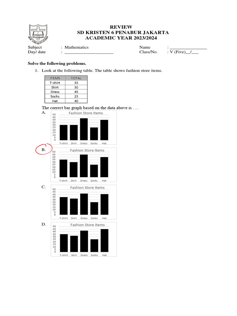 REVIEW GRADE V Mathematics Second Final Test | PDF | Mean