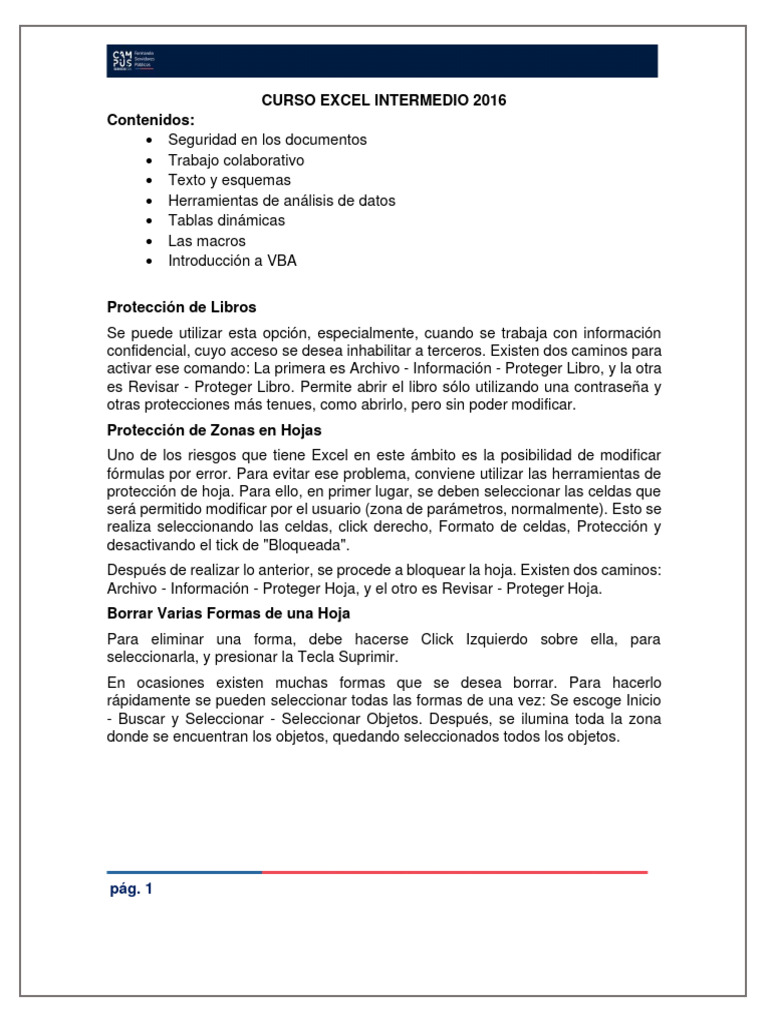 Curso Excel Intermedio 2016 | PDF | Macro (informática) | Microsoft Excel Curso Excel Intermedio 2016 | PDF | Macro (informática) | Microsoft Excel
