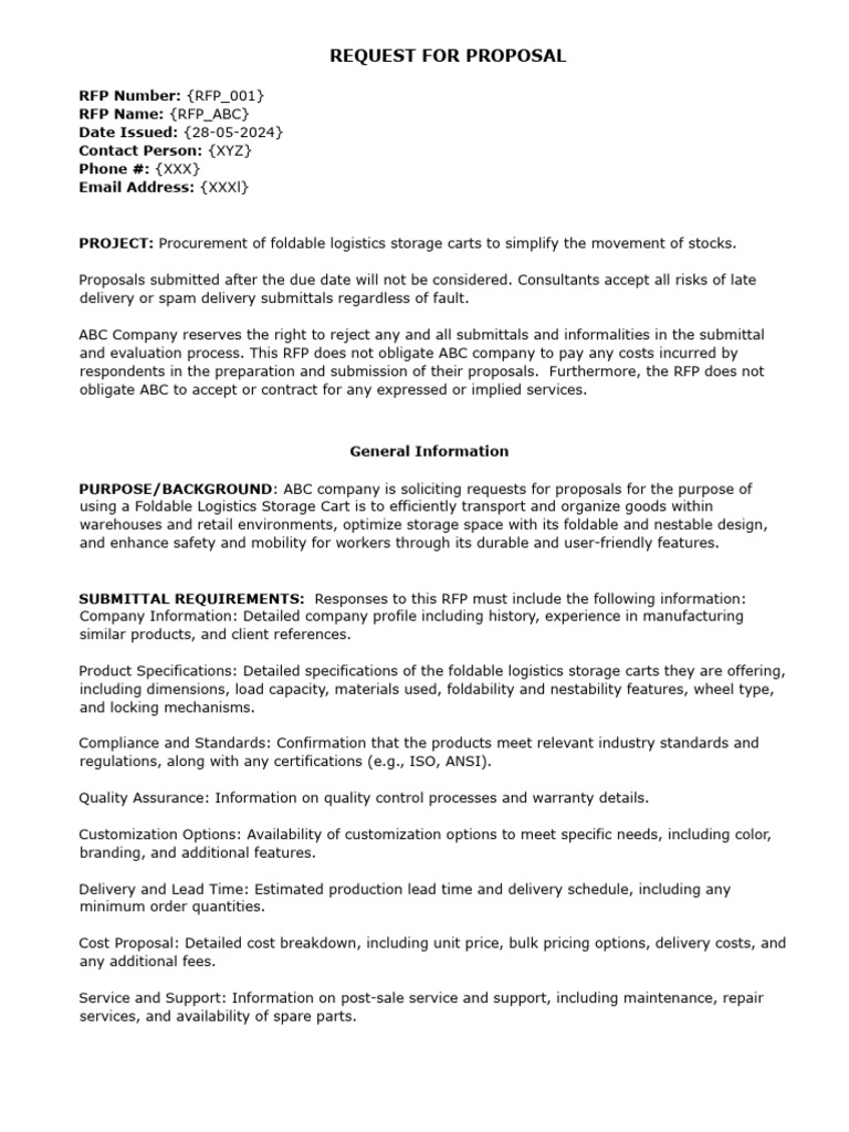 Strategic Sourcing RFP | PDF | Request For Proposal | Logistics