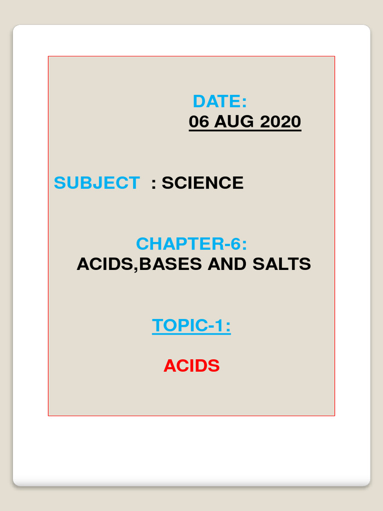 Vii Science Chap 6 1 | PDF | Ph | Acid