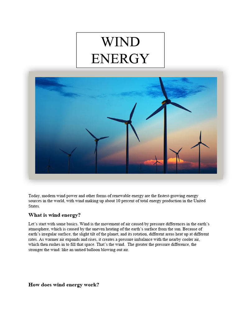 Understanding Wind Energy and Turbines | PDF | Turbine | Wind Power
