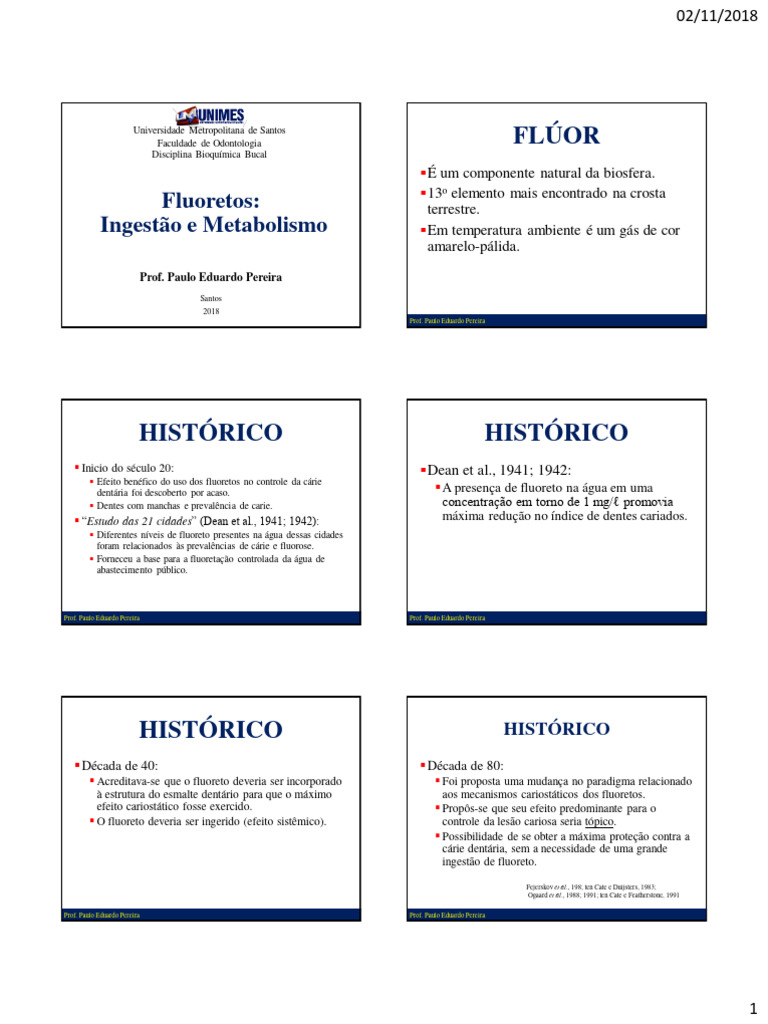A7 Fluoretos Fontes de Ingestão. Metabolização Dos Fluoretos. | PDF ...