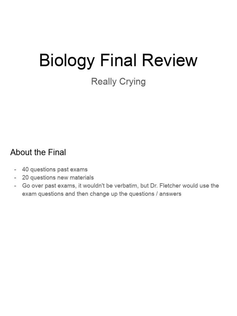 Biology Final Exam Review Guide | PDF | Science & Mathematics