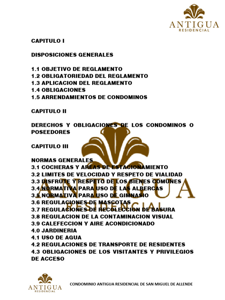 Reglamento Antigua | PDF | Condominio | Multa (pena)