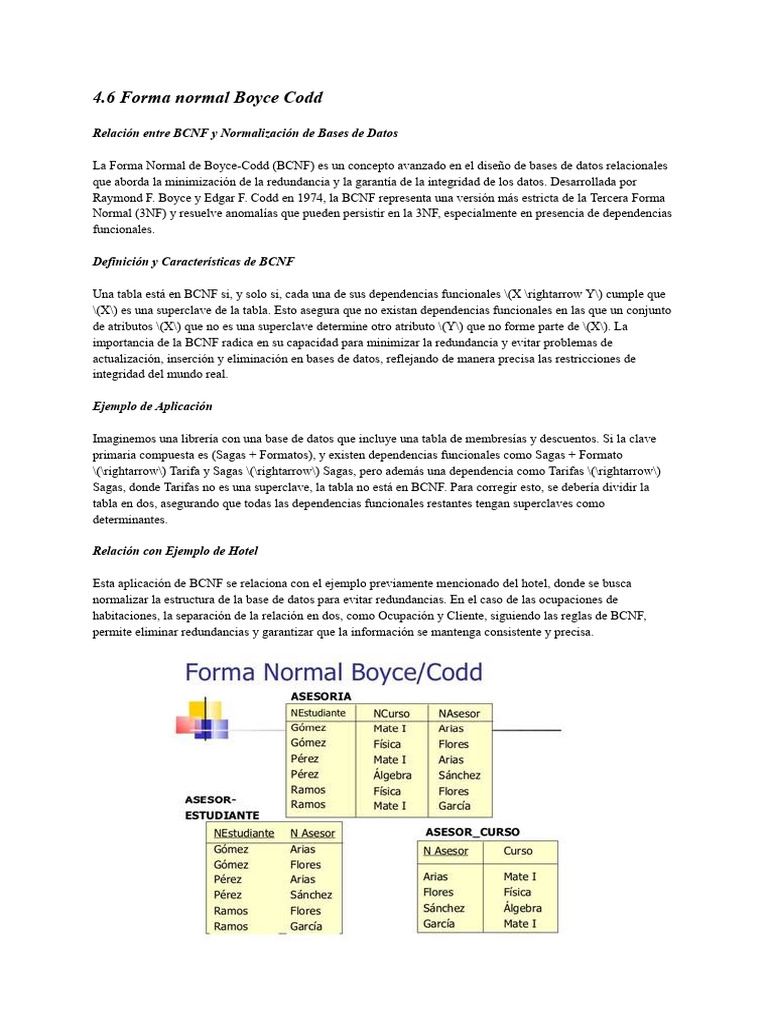 4.6 Forma Normal Boyce Codd: Relación Entre BCNF y Normalización de ...
