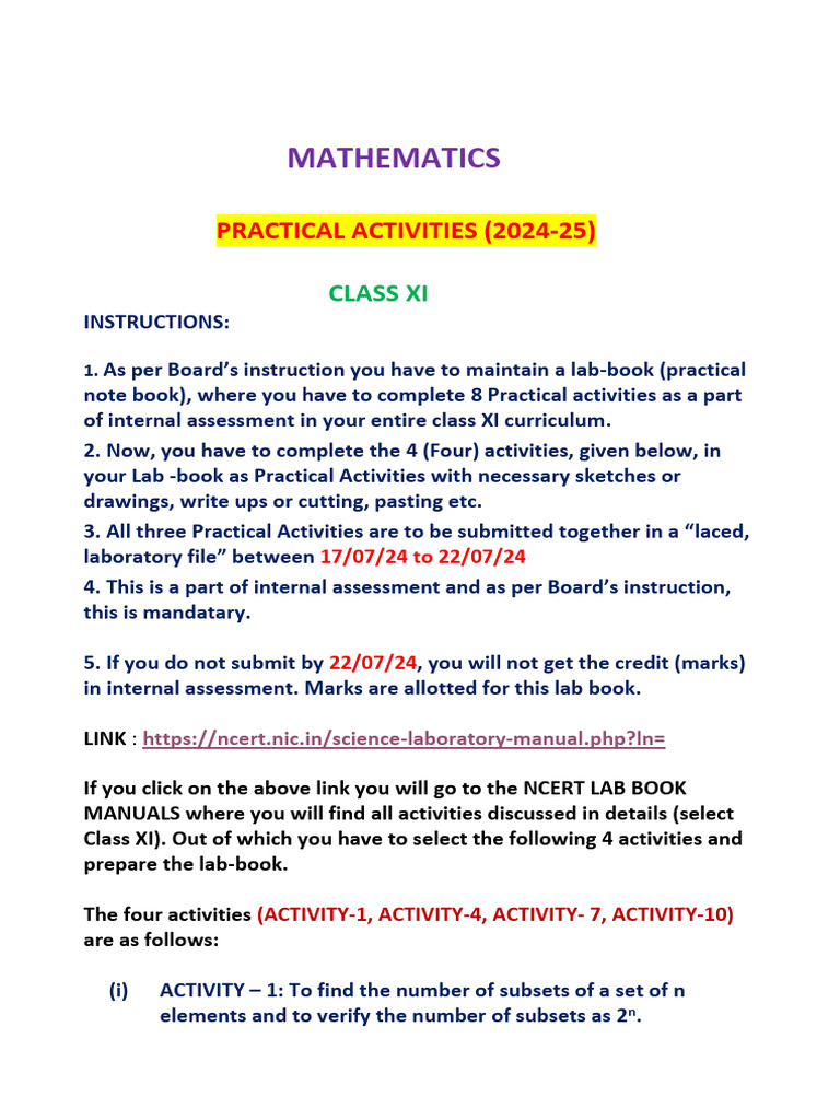 Maths PR Activity Xi 24-25 | PDF | Art | Computers