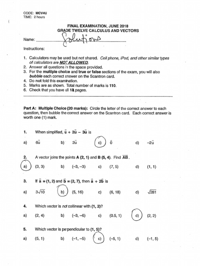 Solutions Practice Final Exam | PDF