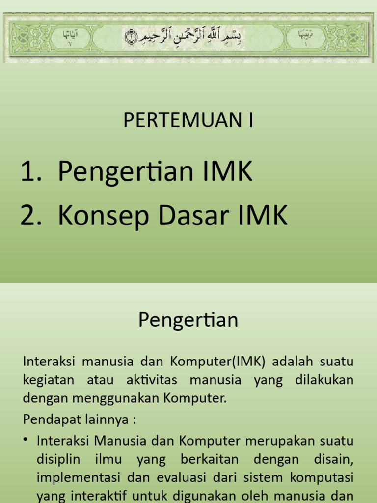 Imk - Pertemuan I | PDF