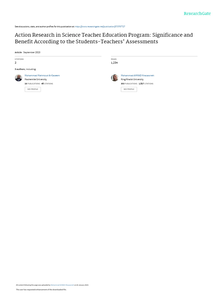 Action Research In Science Teacher Education Program Significance And