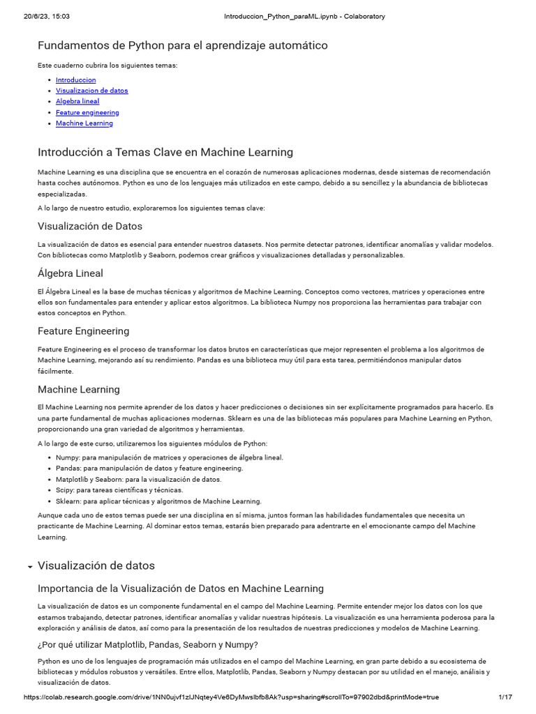 01 Introduccion Python Paraml Ipynb Colaboratory Pdf Aprendizaje Automático Python