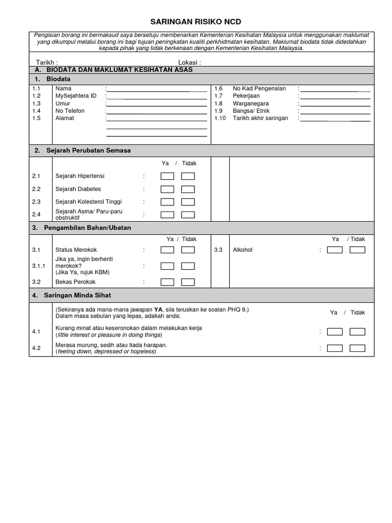 Borang Saringan NHSI 2022 06072022 Final | PDF