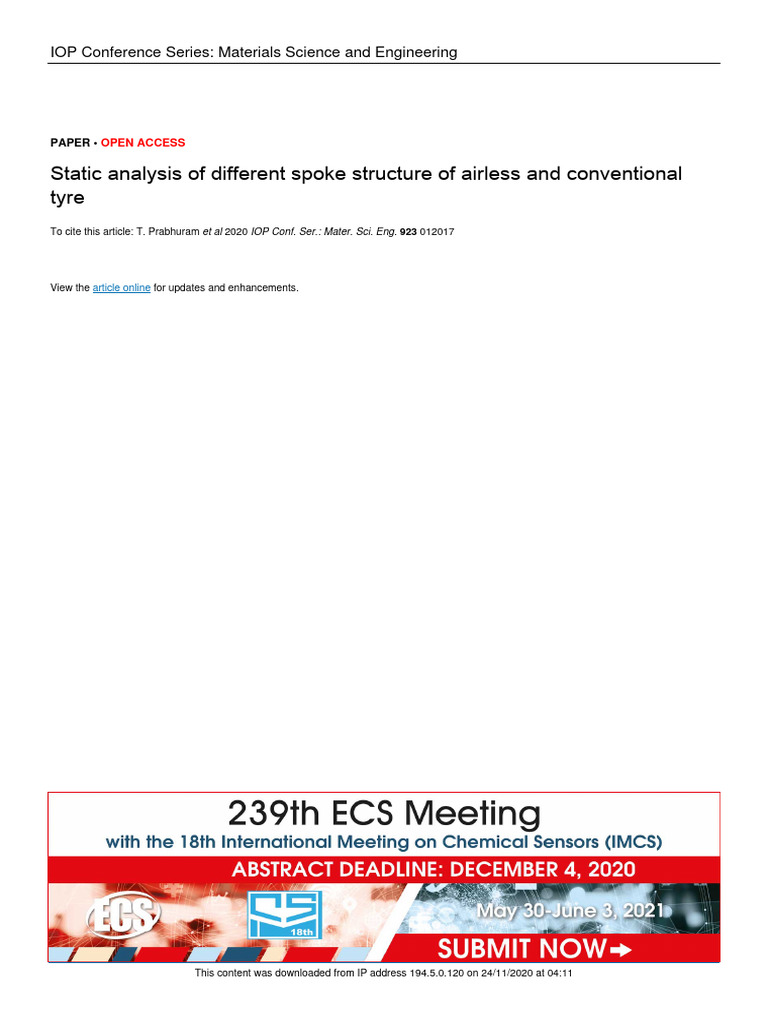 Static Analysis of Airless Tyre Spokes | PDF | Deformation (Engineering ...