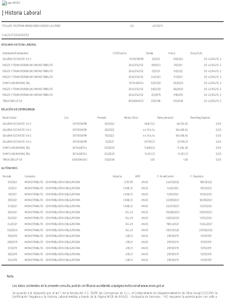 Impresión de Mi Historia Laboral | PDF