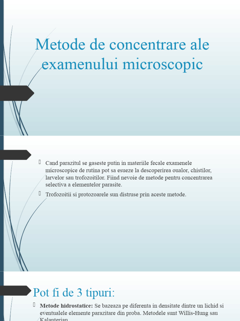 Metode de Concentrare Ale Examenului Microscopic | PDF