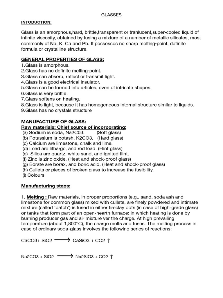 Glasses | PDF | Glasses | Silicon Dioxide